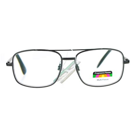 Sa106 Rectangular Metal Frame Multi 3 Focus Progressive Reading Glasses