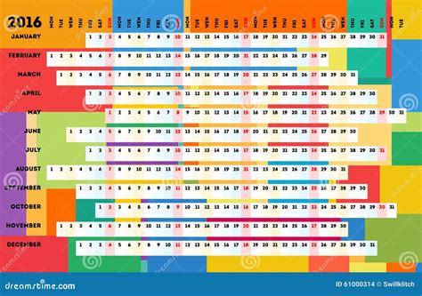 linear calendar 2016 stock vector illustration of future 61000314