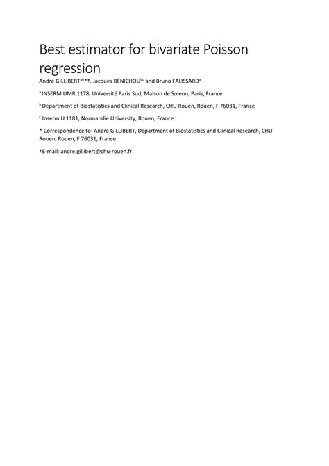 Pdf Best Estimator For Bivariate Poisson Regression