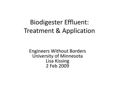 Ppt Biodigester Effluent Treatment And Application Powerpoint
