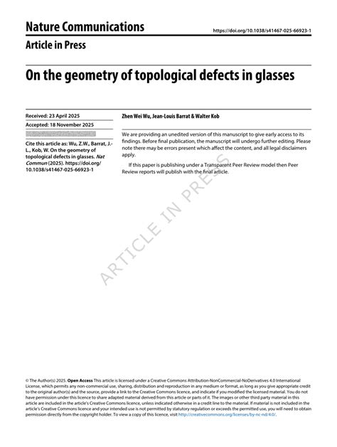 Pdf On The Geometry Of Topological Defects In Glasses