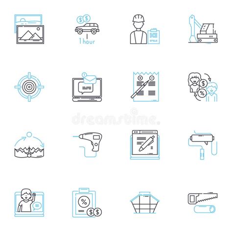 Digital Workforce Linear Icons Set Automation Robotics Virtuality Collaboration Efficiency