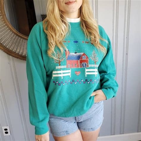 Teal Gray Vtg Collared Gem