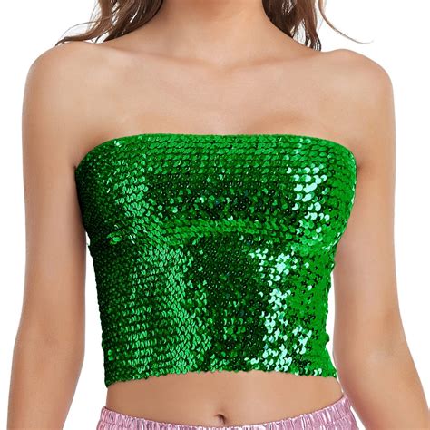 Haxmnou Womens Sleeveless Full Sequin Sparkle Tops Glitter Short Sleeve