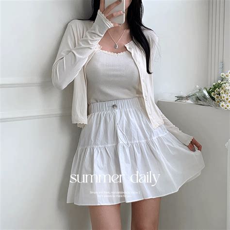 요플레 캉캉 미니 바스락 스트링 밴딩스커트