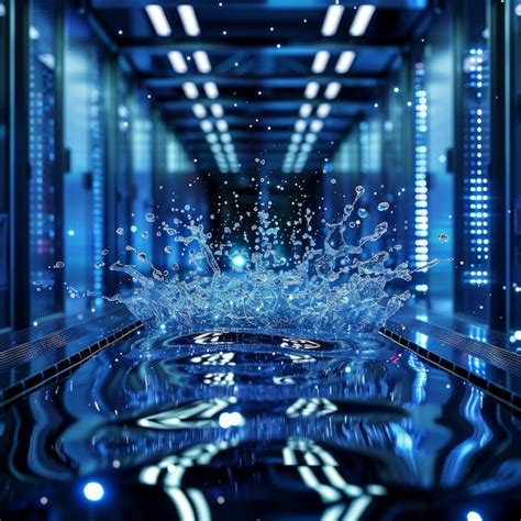 Premium Photo Falling Water Drops In Modern Server Room 3d Rendering