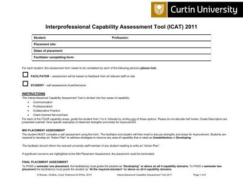 Interprofessional Capability Assessment Tool Health Sciences