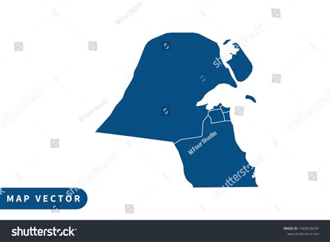 Kuwait Map Vector Blue Color On Stock Vector Royalty Free 1960018294