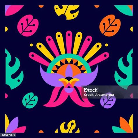 Vector Cute Abstracs Pattern Flower Illustration Isolated向量圖形及更多傳統圖片