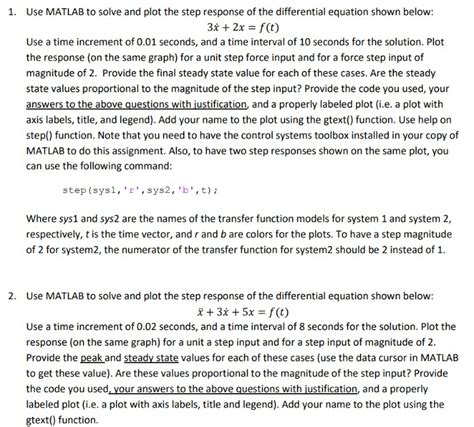 Electrical Engineering Use MATLAB To Solve And Plot Chegg