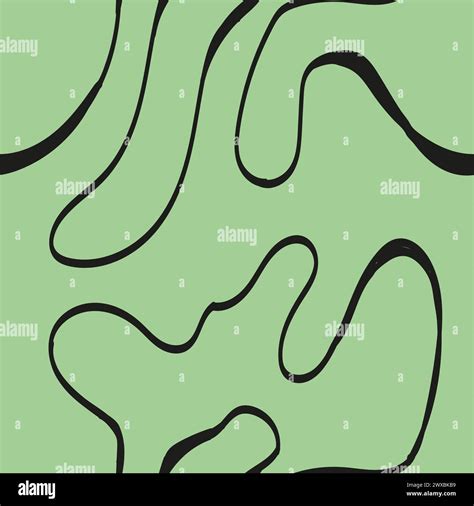 Seamless Abstract Pattern With Squiggles And Scribbles Weaved Curved Lines Chaotic Ink