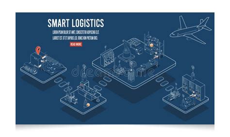 3d Isometric Smart Logistics Concept With Warehouse Logistics And