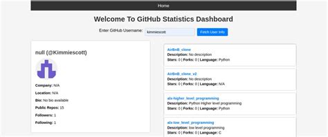 Github Statistics Dashboard Visualizing Developer Data Efficiently
