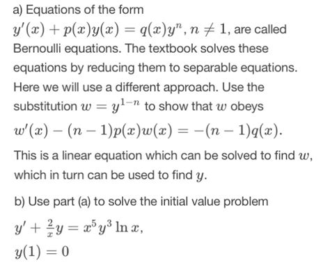 Solved Equations Of The Form Y X P X Y X Q X Y N N