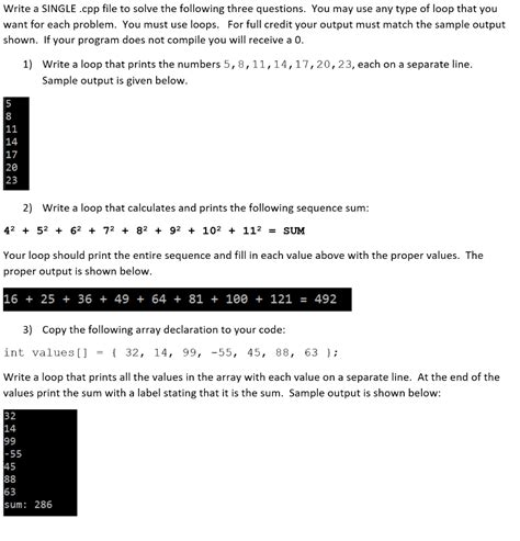 Solved Write A SINGLE Cpp File To Solve The Following Three Chegg