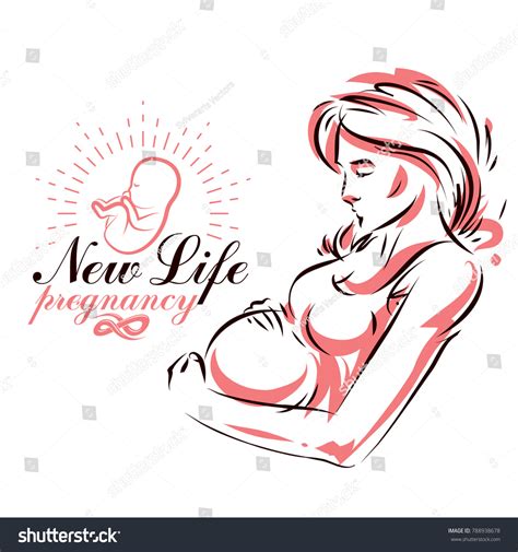 Pregnant Woman Elegant Body Silhouette Sketchy Stock Vector Royalty