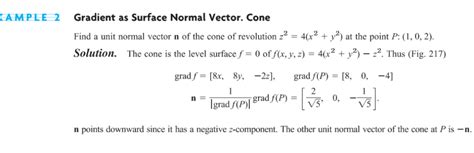 Solved Kample 2 ﻿gradient As Surface Normal Vector Conefind