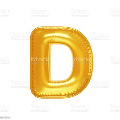 흰색 배경 3d 일러스트레이션에 고립 된 노란색 풍선 형태의 3d 팽창 문자 D 공기 주입에 대한 스톡 사진 및 기타 이미지 공기 주입 문자 3차원 형태 Istock