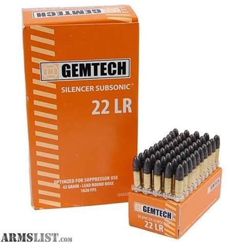 Armslist For Sale Gemtech Silencer Subsonic 22 Lr 42 Grain Bullets