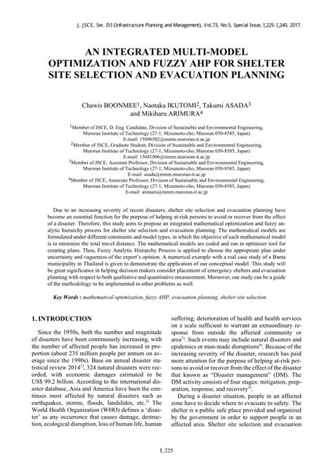 Pdf An Integrated Multi Model Optimization And Fuzzy Ahp For Shelter Site Selection And