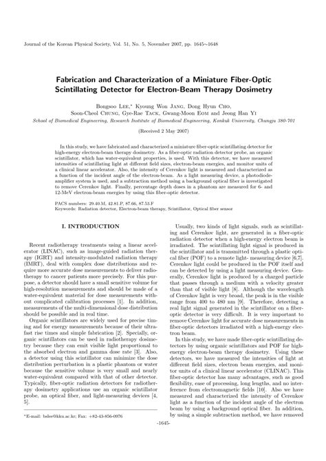 Pdf Fabrication And Characterization Of A Miniature Fiber Optic Scintillating Detector For