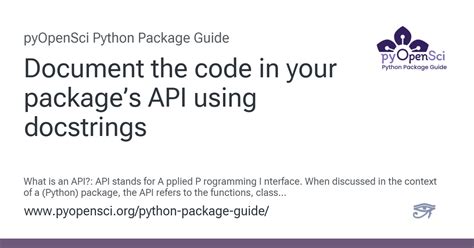 Document The Code In Your Packages Api Using Docstrings — Python