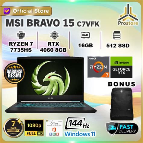 Promo Msi Bravo 15 Ryzen 7 7735hs Rtx4060 8gb 16gb 512gb W11ohs