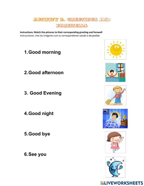 Greetings And Farewells Online Worksheet For 1st And 2nd Grade Values