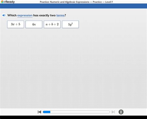 I Readypractice Numeric And Algebraic Expressions Practice Level F
