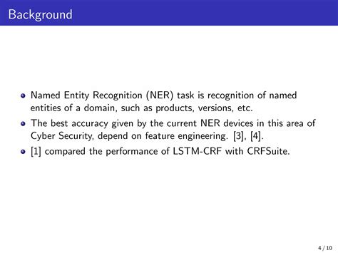 Deep Learning Approach For Intelligent Named Entity Recognition Of Cyber Security Ppt