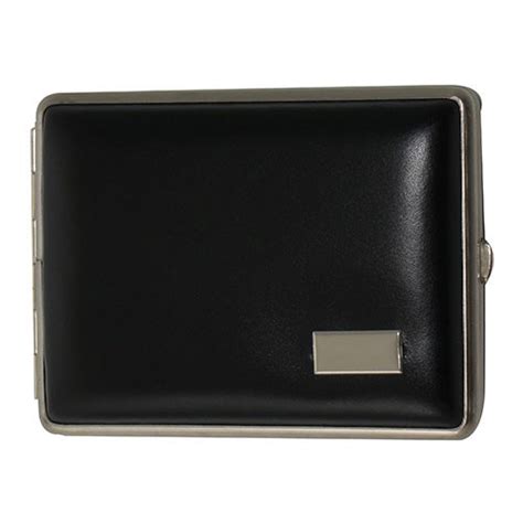 Zigarettenetui 18er 100 Mm Innengummizug Metall Leder Silber Schwarz