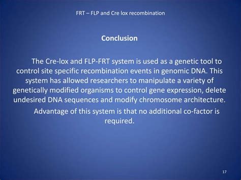 Recombinase Cre Lox And Flp Frt Ppt Chemistry Science