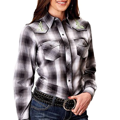 Roper Womens Plaid Snap Shirt In Black Lammles Lammles Western Wear