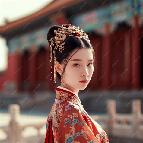 Chinese Girl In Traditional Dress Premium Ai Generated Image