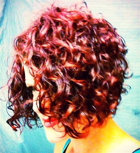Curly Red Angled Bob Permed Angled Bob Curly Angled Bob Long Angled