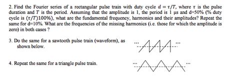 Solved Find The Fourier Series Of A Rectangular Pulse Chegg