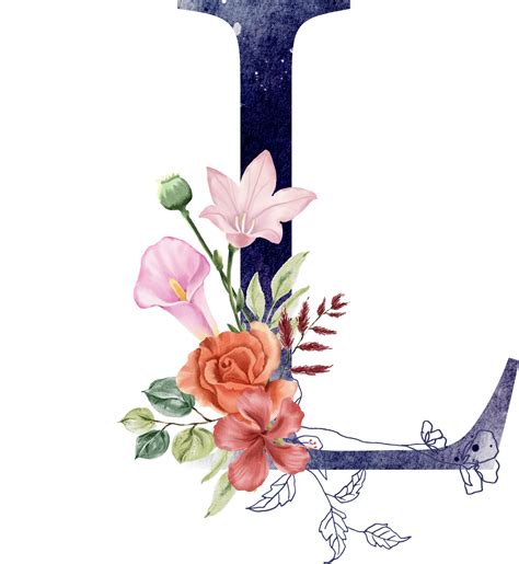 Alfabeto Y Número Flor Acuarela Boda Letra 23214524 Png