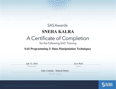 I Am Thrilled To Announce The Completion Of Sas Programming 2 Data