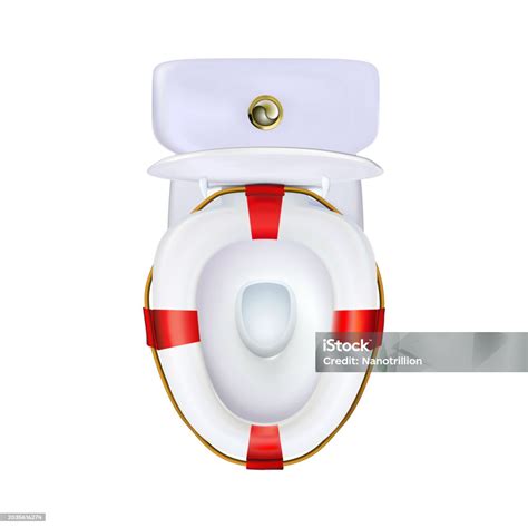 해상 구명 부표의 좌석을 가진 현실적 열려있는 백색 변기 구조 화장실 세라믹 옷장 아이콘 표준 인명 구조원 가정 웹 디자인 인테리어에 대한 고립 된 광고 일러스트레이션 3
