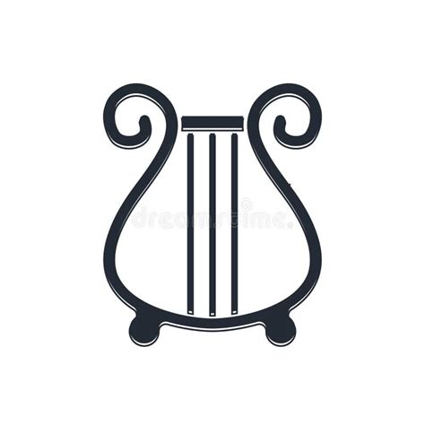 Black Ancient Greek Lyre Icon Isolated On White Background Classical