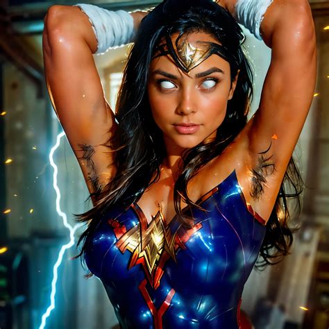 A Close Up Of A Woman In A Costume With Lightning Behind Her Seaart Ai