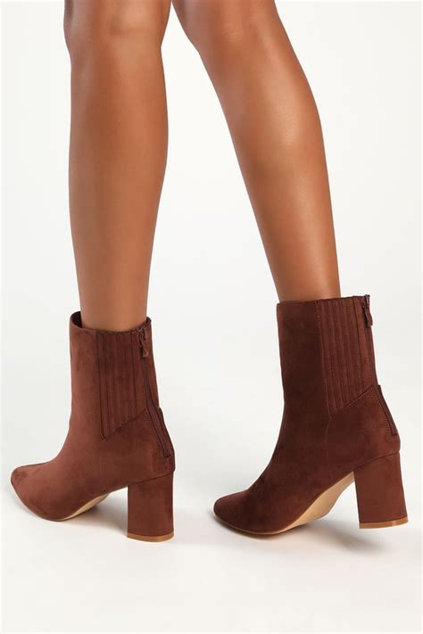 Brown Suede Booties Ankle Boots Pointed Toe Boots Lulus
