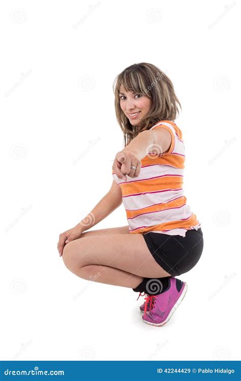 Girl Crouching On Floor Stock Image 27228079