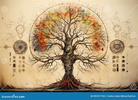 Ancient Drawing Of The Tree Of Life Stock Illustration Illustration