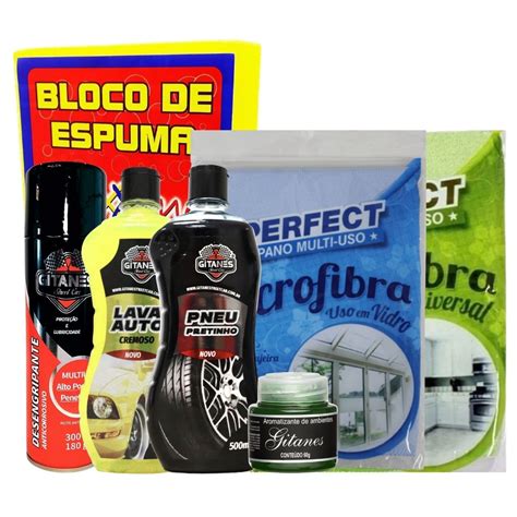 Kit Lavagem Automotiva Carro Completo 7 Produtos Shampoo Pretinho