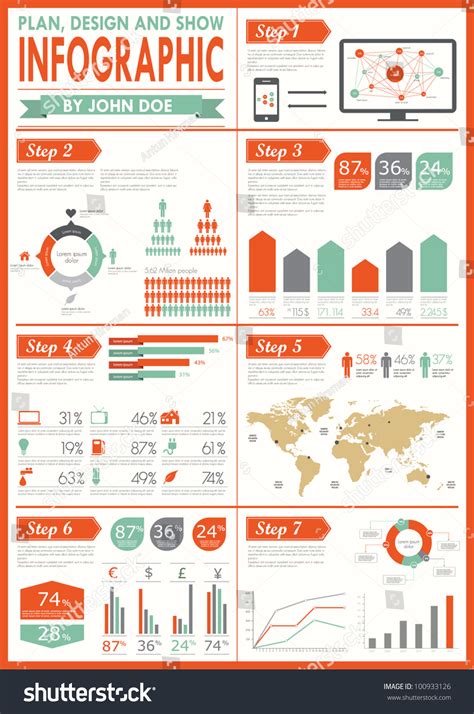 빈티지 인포그래픽 세트월드 맵 및 정보 스톡 벡터로열티 프리 100933126 Shutterstock