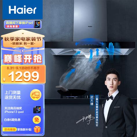海尔（haier）抽油烟机 欧式吸油烟机 20立方大吸力 自动清洗 挥手智控 家用顶吸排烟机以旧换新t11 京东商城【降价监控 价格走势 历史