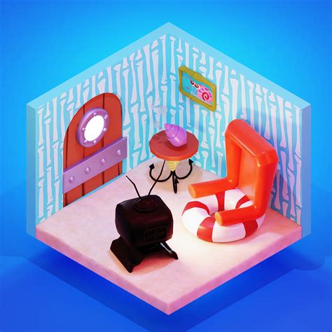 Spongebob And Friends 3d Isometric Rooms Behance