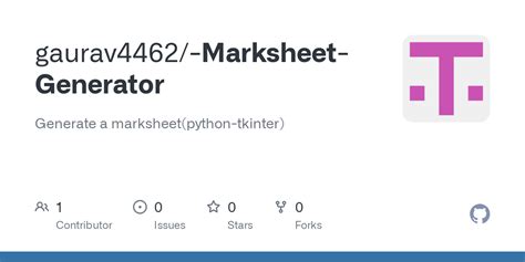 Github Gaurav4462 Marksheet Generator Generate A Marksheetpython Tkinter