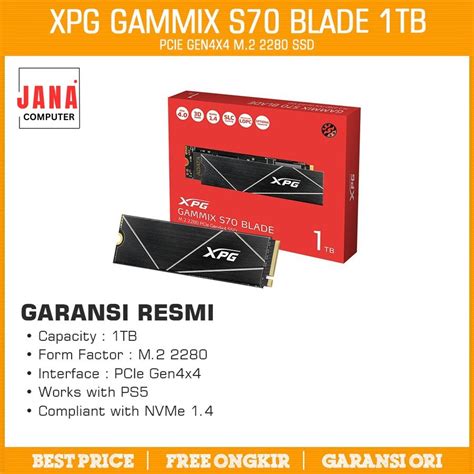 Jual Ssd Xpg Gammix S70 Blade 1tb Pcie 40 Nvme M2 2280 Gen4 Adata